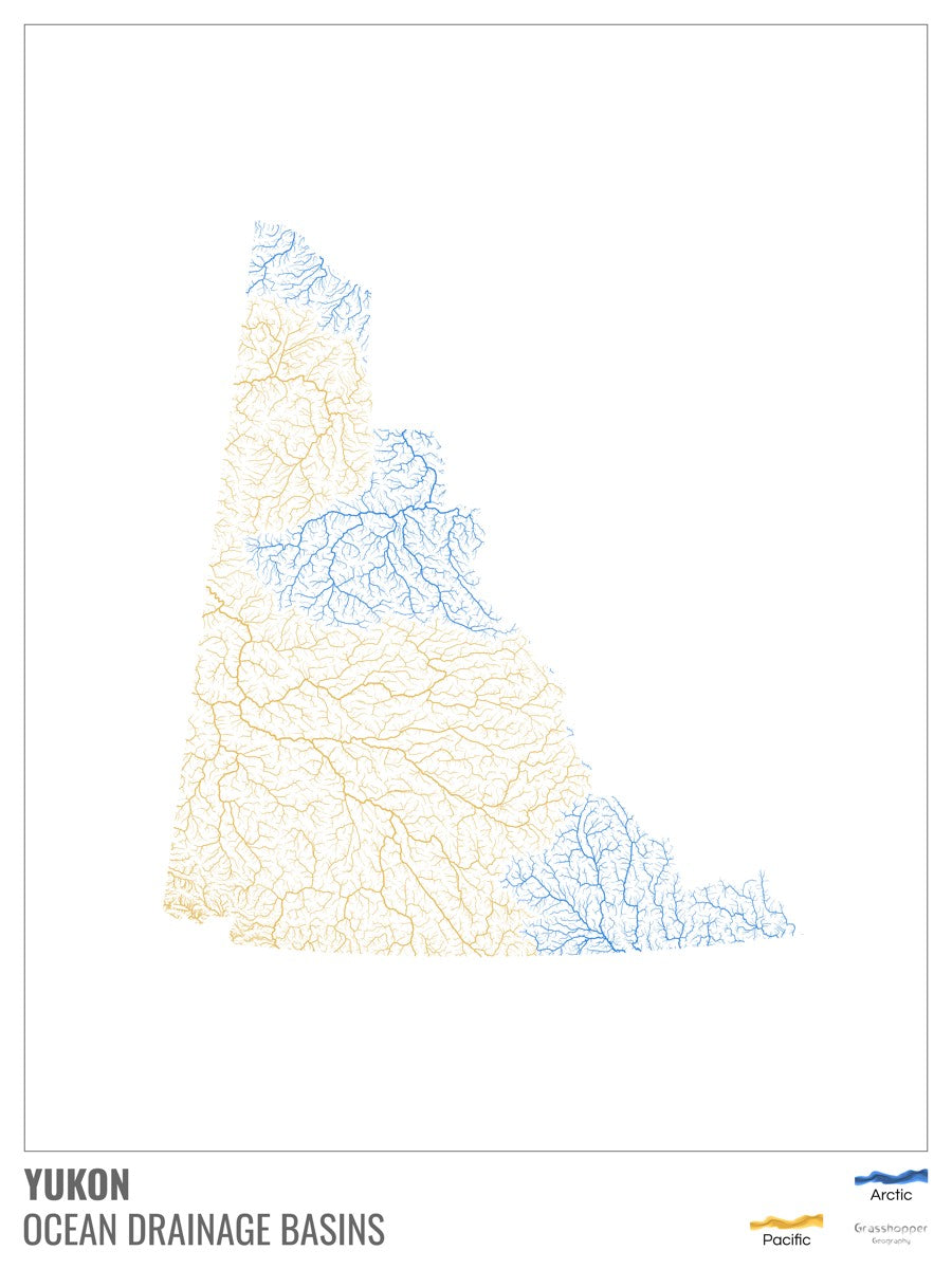 Ocean drainage basin map of Yukon - white with legend – Grasshopper ...