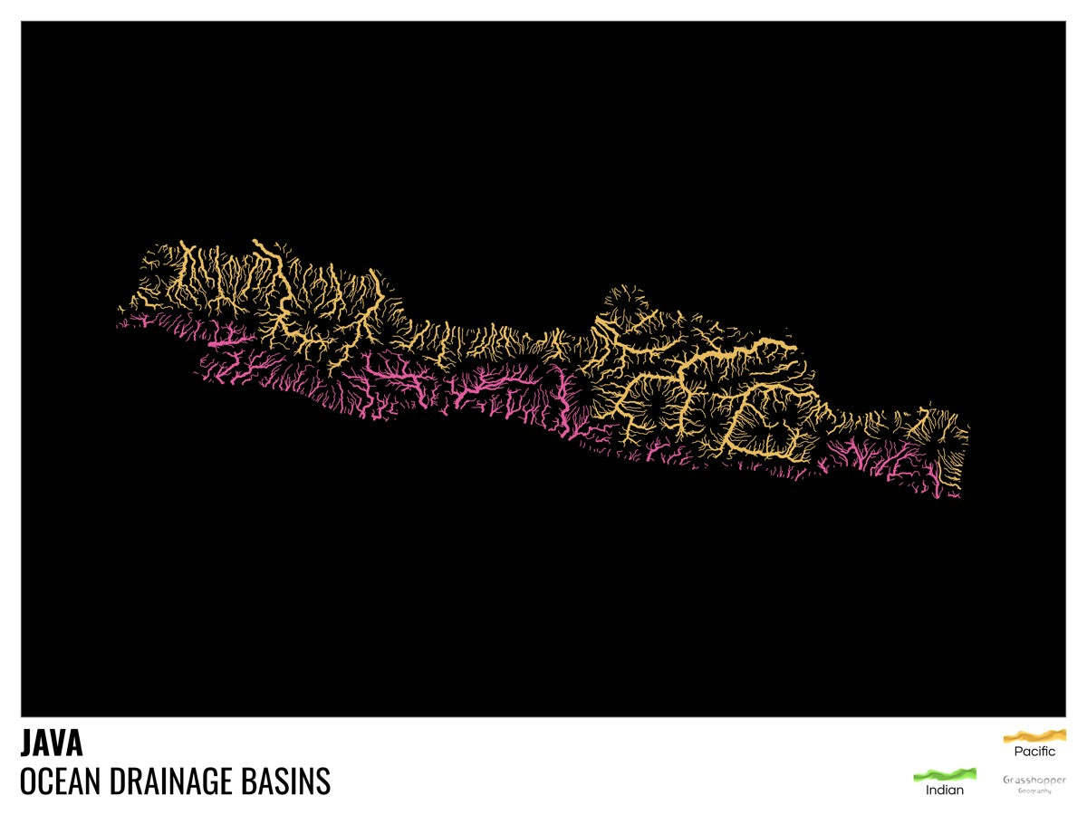 Ocean Drainage Basin Map Of Java Black With Legend Grasshopper