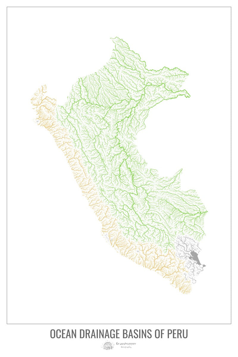 Ocean Drainage Basin Map Of Peru White Grasshopper Geography