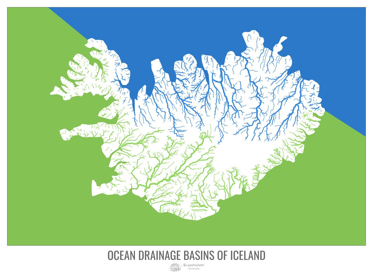 Ocean Drainage Basin Map Of Iceland White With Polygons Grasshopper
