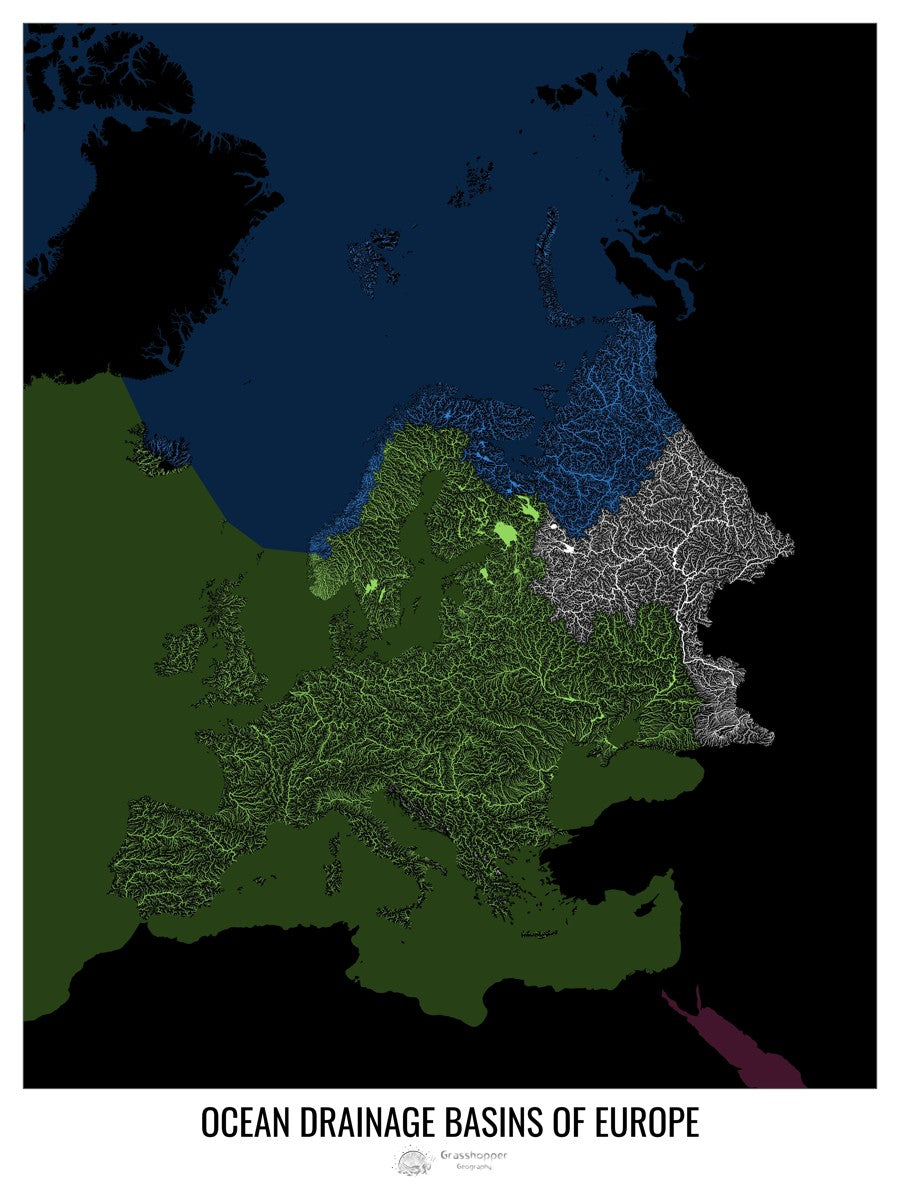Ocean Drainage Basin Map Of Europe Black With Polygons Grasshopper