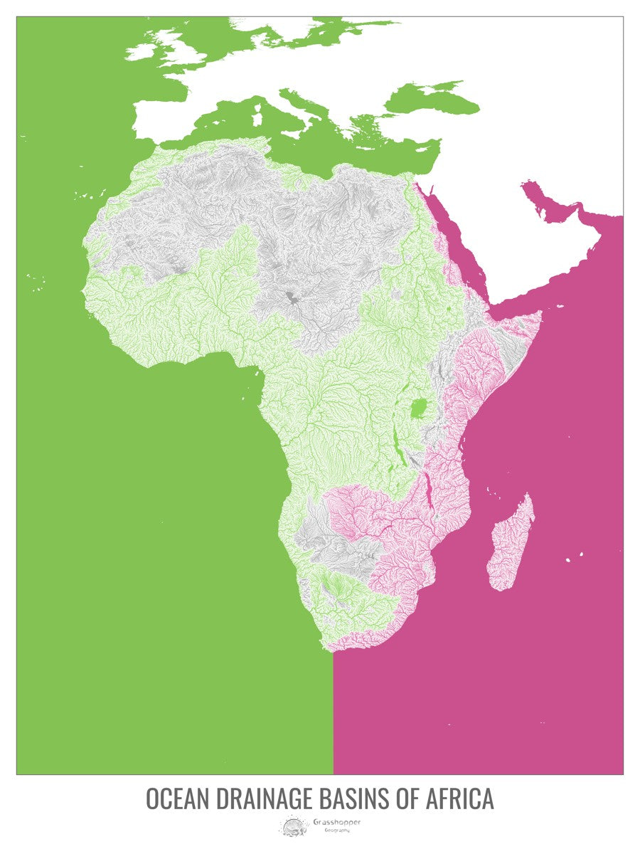 Ocean Drainage Basin Map Of Africa White With Polygons Grasshopper