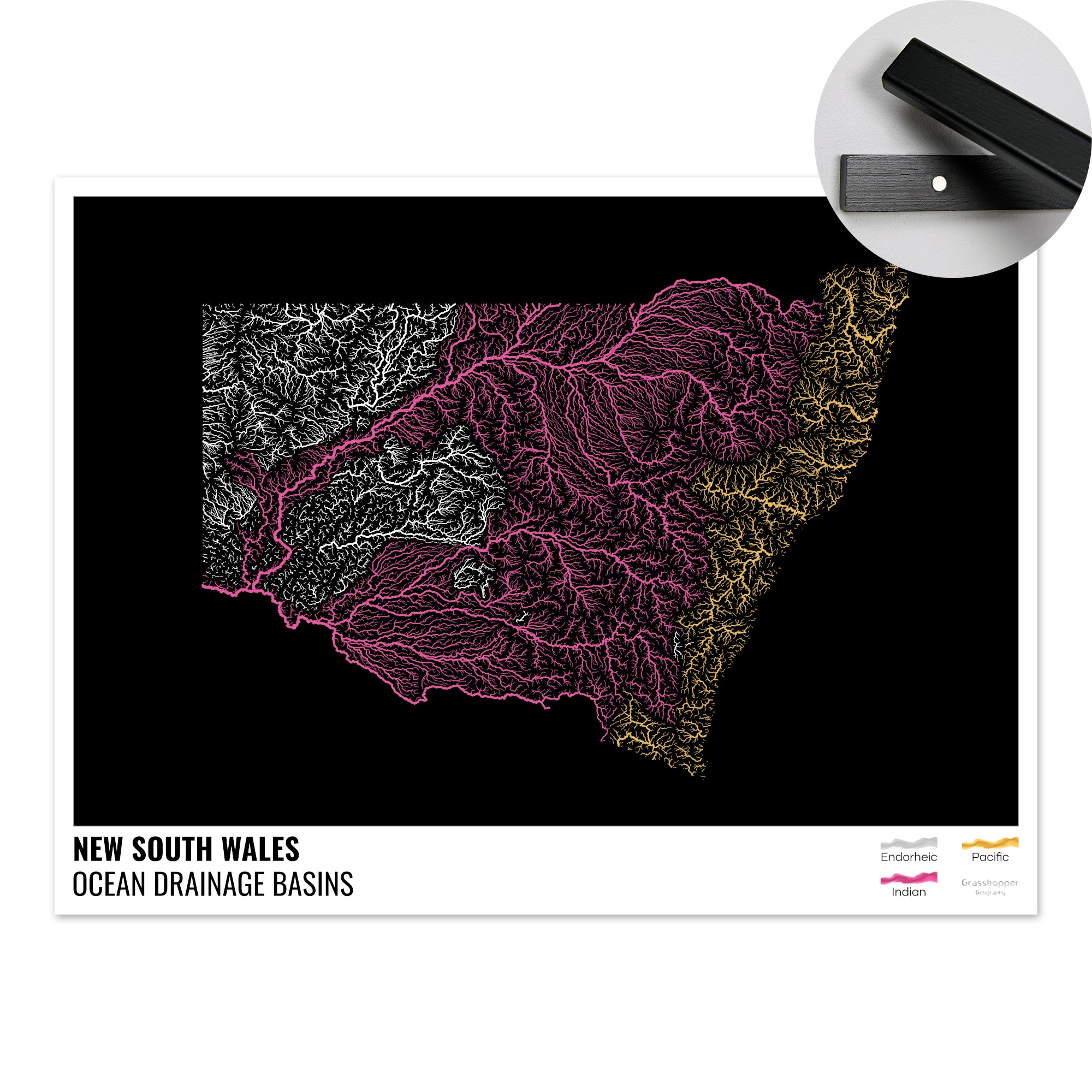 New South Wales Ocean Drainage Basin Map Black With Legend V1 Fin