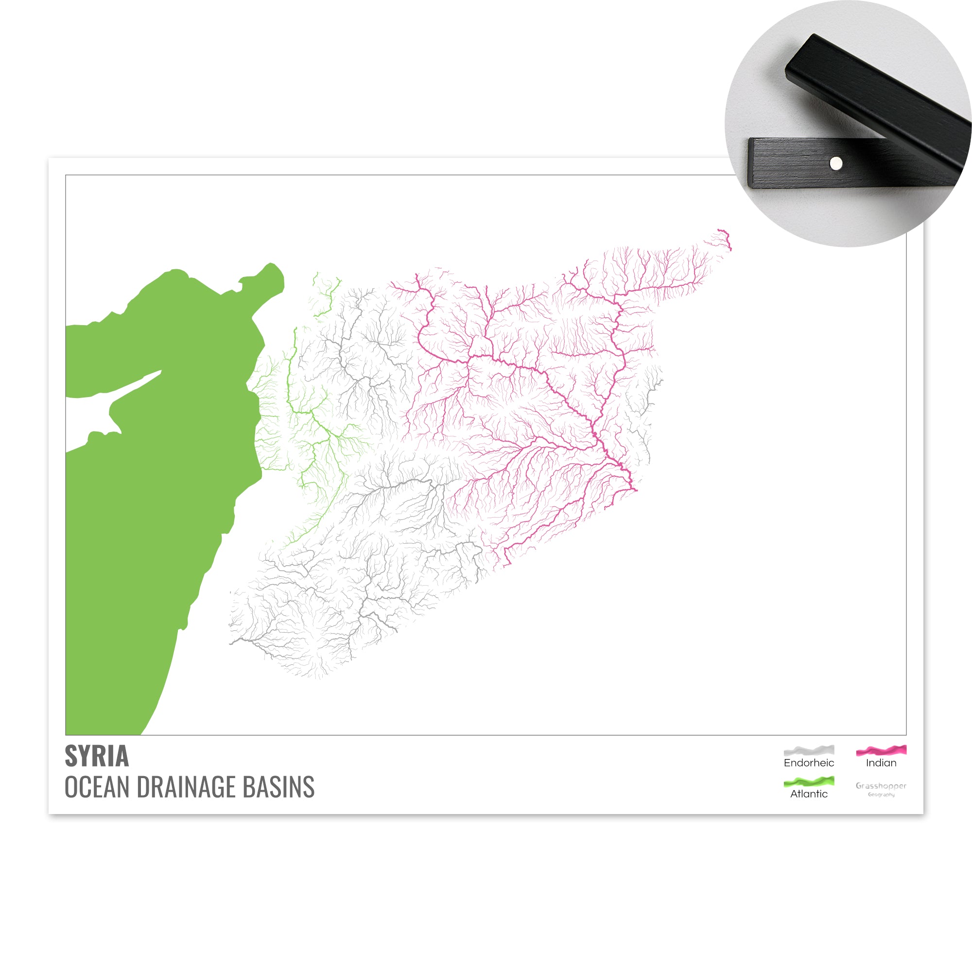 Syria Ocean Drainage Basin Map White With Legend V2 Fine Art Prin