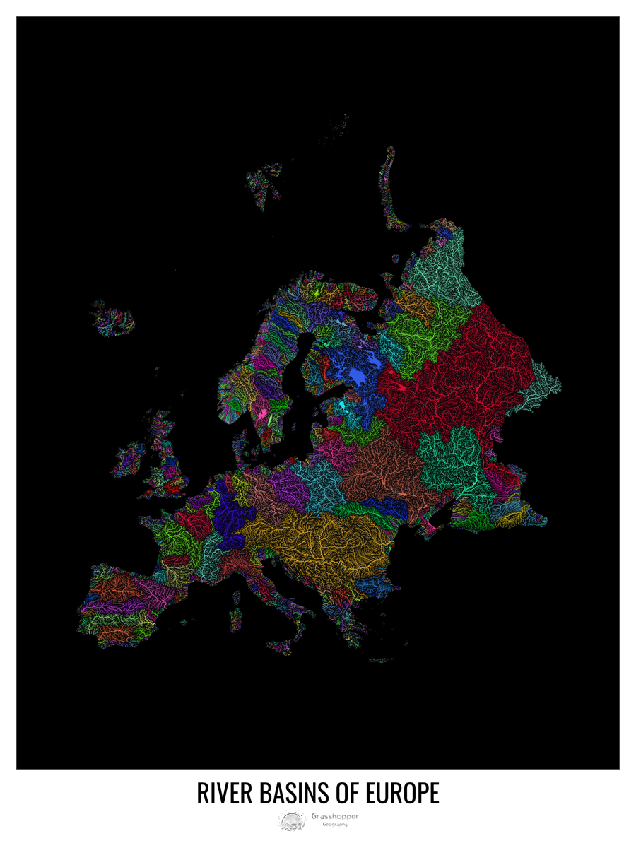 CUSTOM River basin map of Europe – Grasshopper Geography
