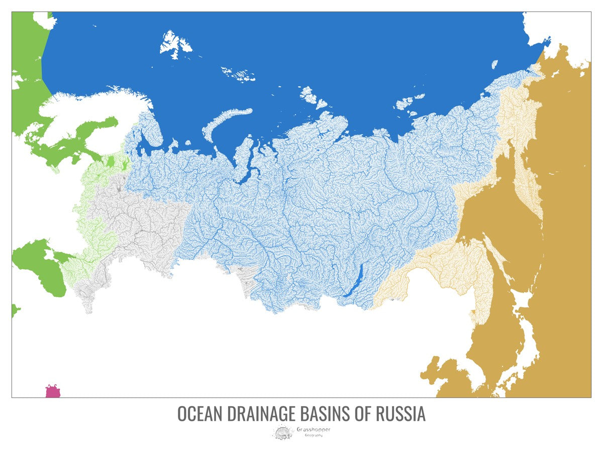 Ocean drainage basin map of Russia - white with polygons – Grasshopper ...