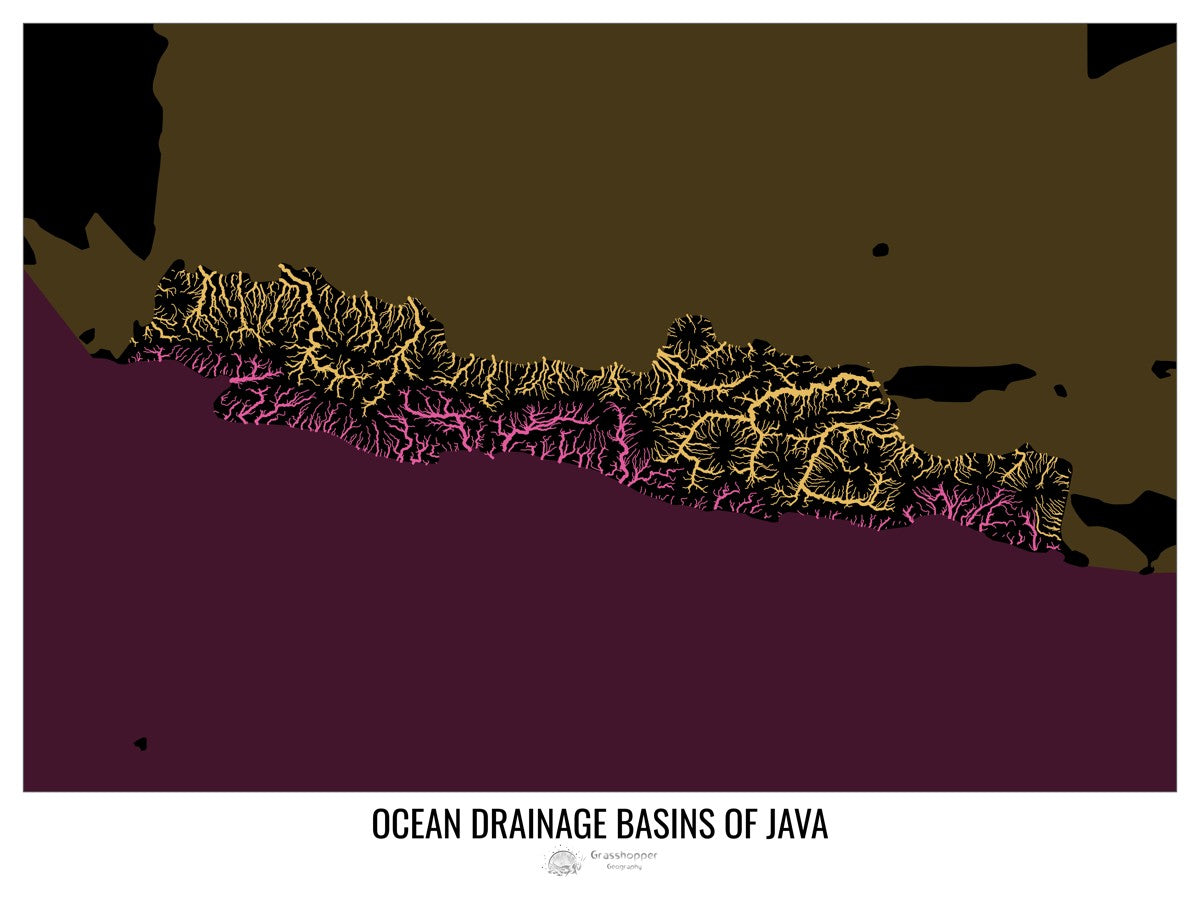 Ocean drainage basin map of Java - black with polygons – Grasshopper ...