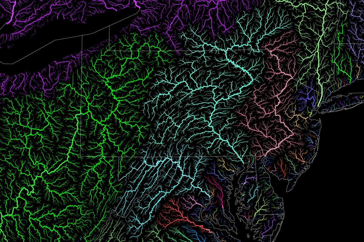CUSTOM Pennsylvania river basin map – Grasshopper Geography