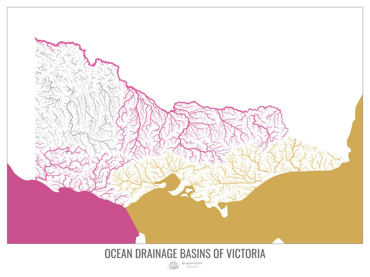 Ocean drainage basin map of Victoria - white with polygons ...