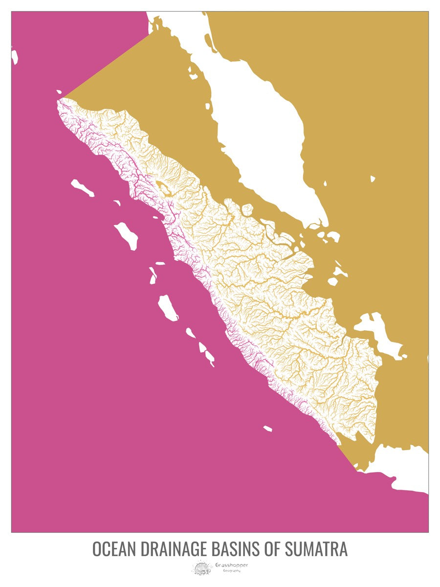 Ocean drainage basin map of Sumatra - white with polygons – Grasshopper ...
