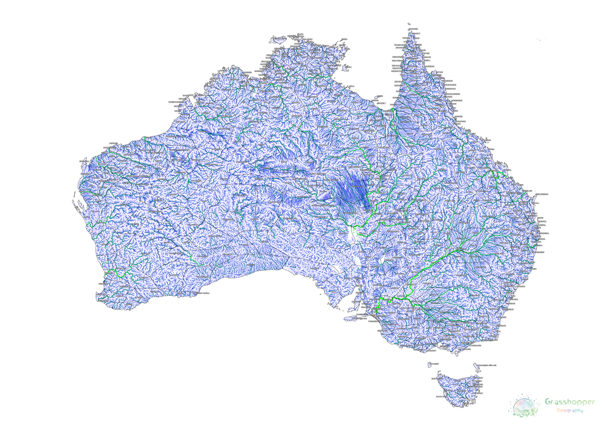 CUSTOM Australia river map – Grasshopper Geography