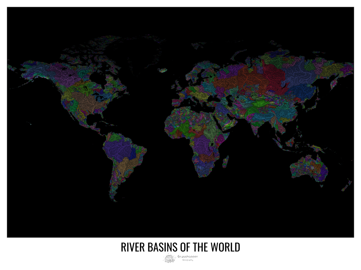 CUSTOM River basin map of the world – Grasshopper Geography