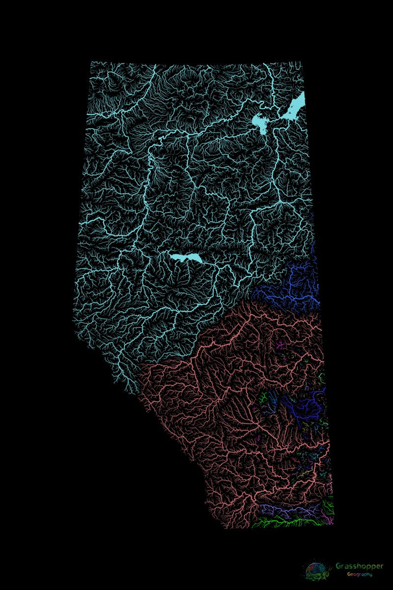 CUSTOM Alberta river basin map – Grasshopper Geography