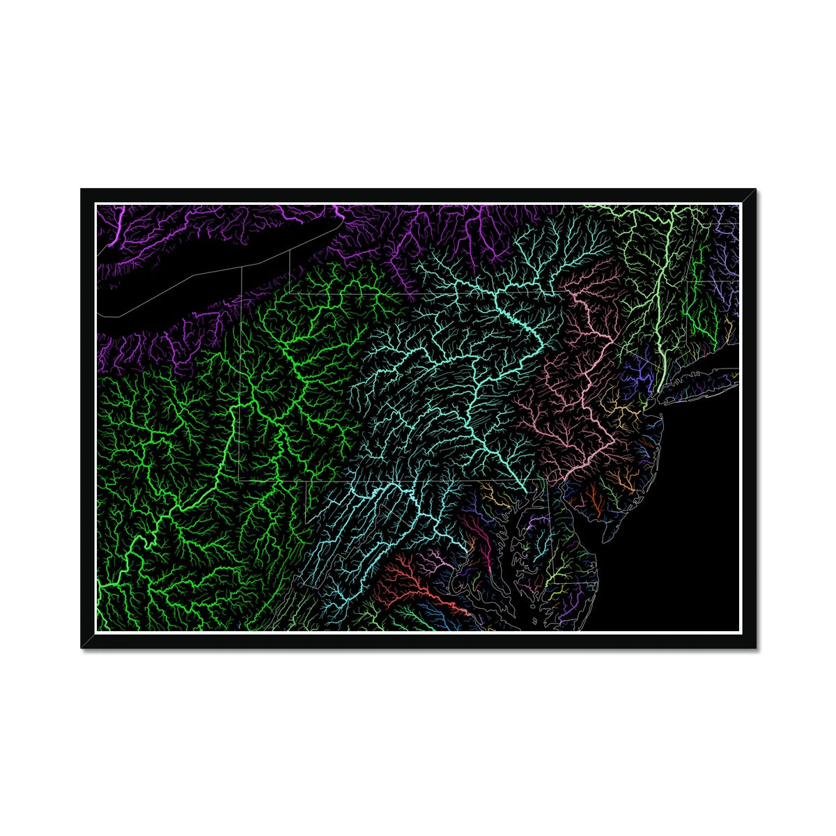 CUSTOM Pennsylvania river basin map Framed Print – Grasshopper Geography