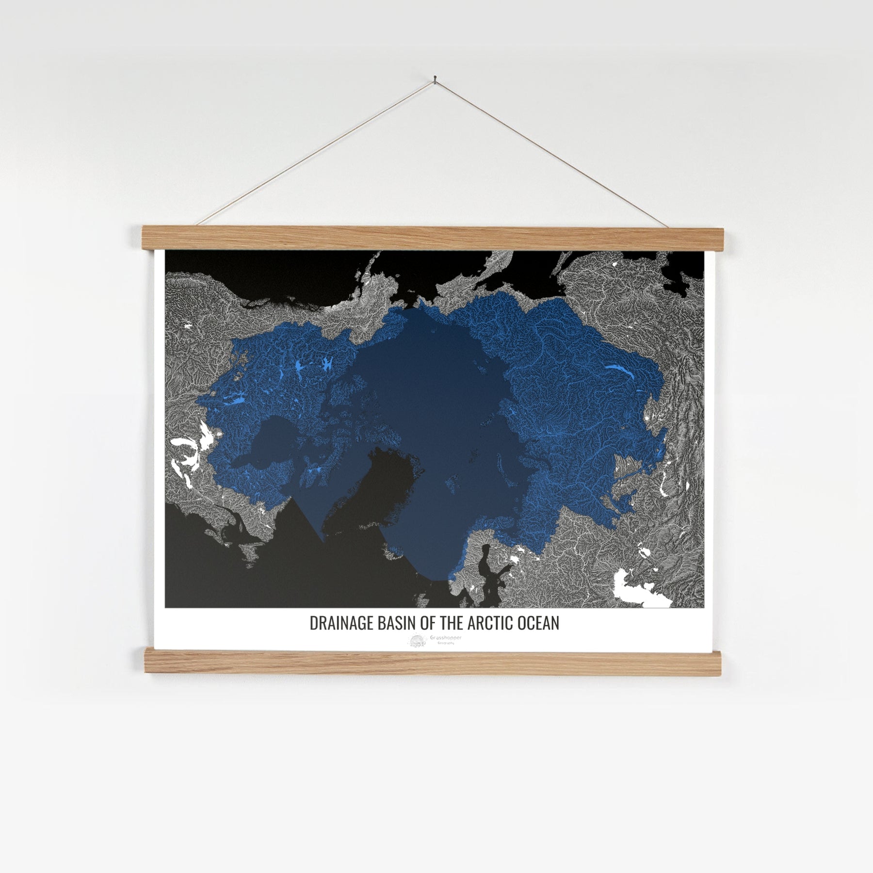 Arctic Ocean Drainage Basin Map Black V2 With Polygons Fine Art P