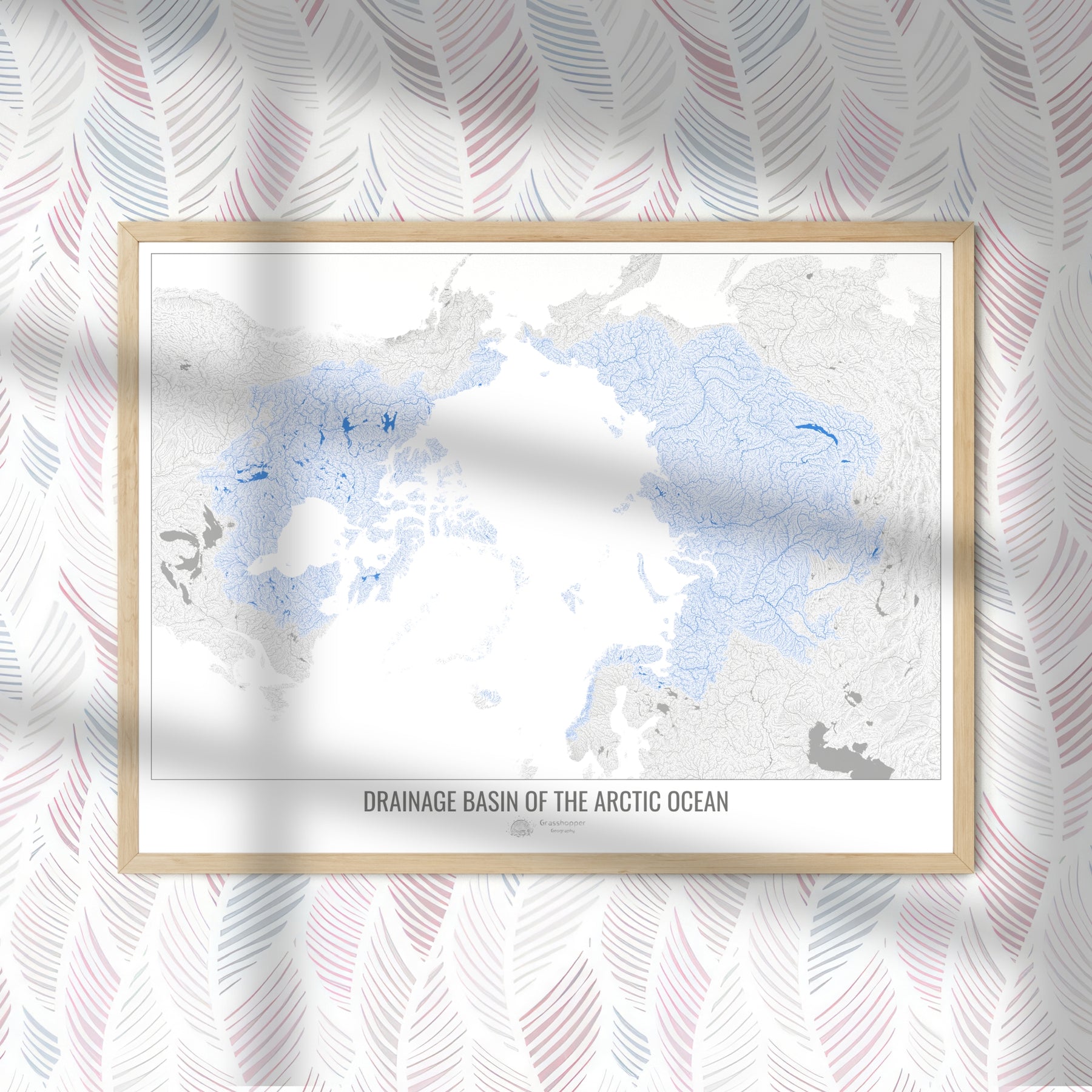 Arctic Ocean Drainage Basin Map White V1 Photo Art Print