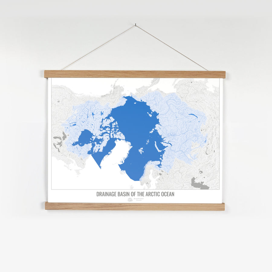 Arctic Ocean Drainage Basin Map White V2 Fine Art Print With Hang