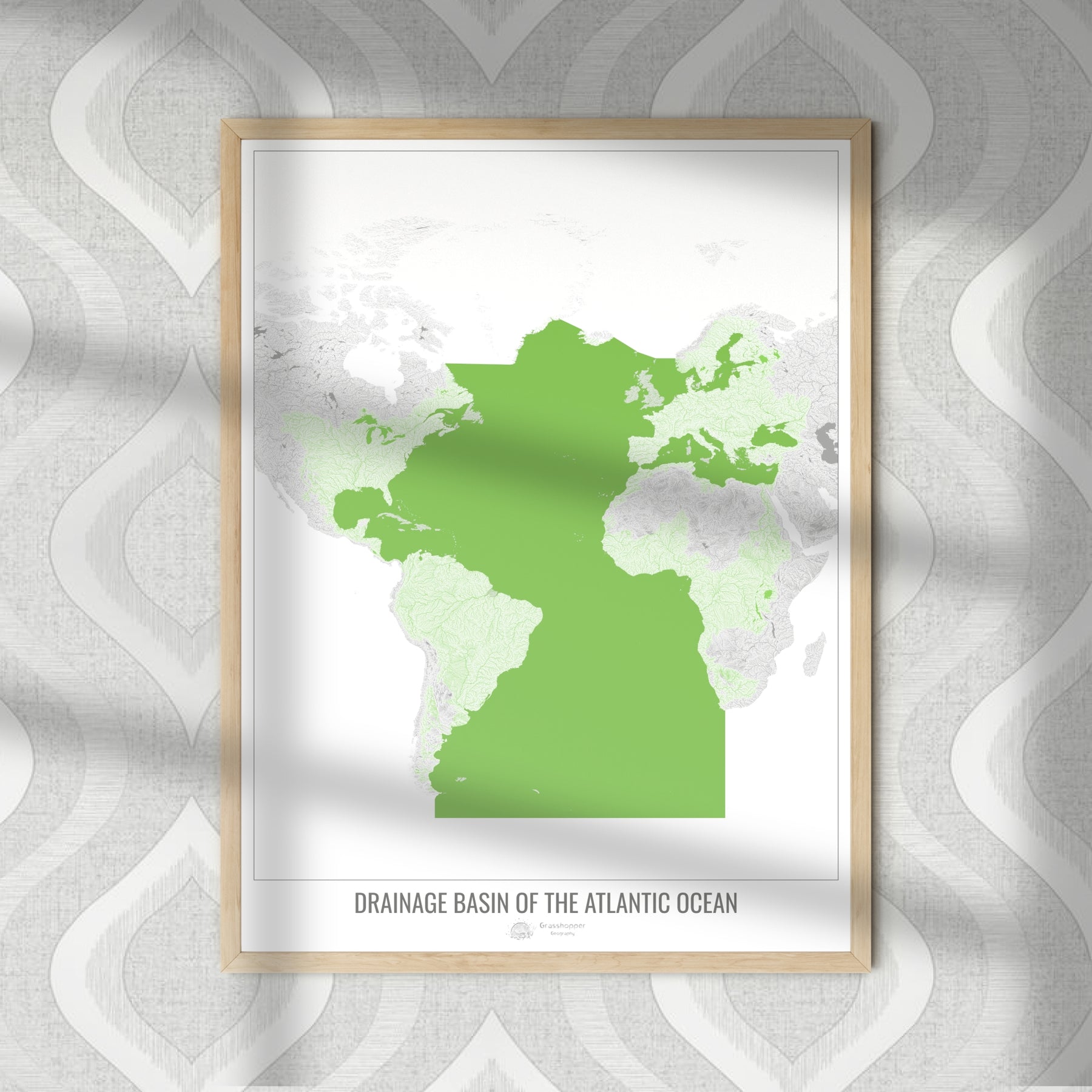 Atlantic Ocean Drainage Basin Map White V2 Fine Art Print