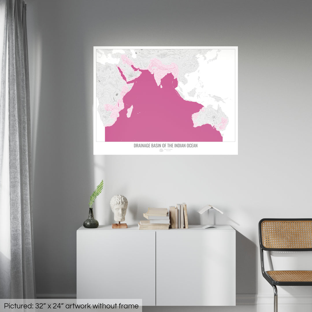 Indian Ocean Drainage Basin Map White V2 Photo Art Print