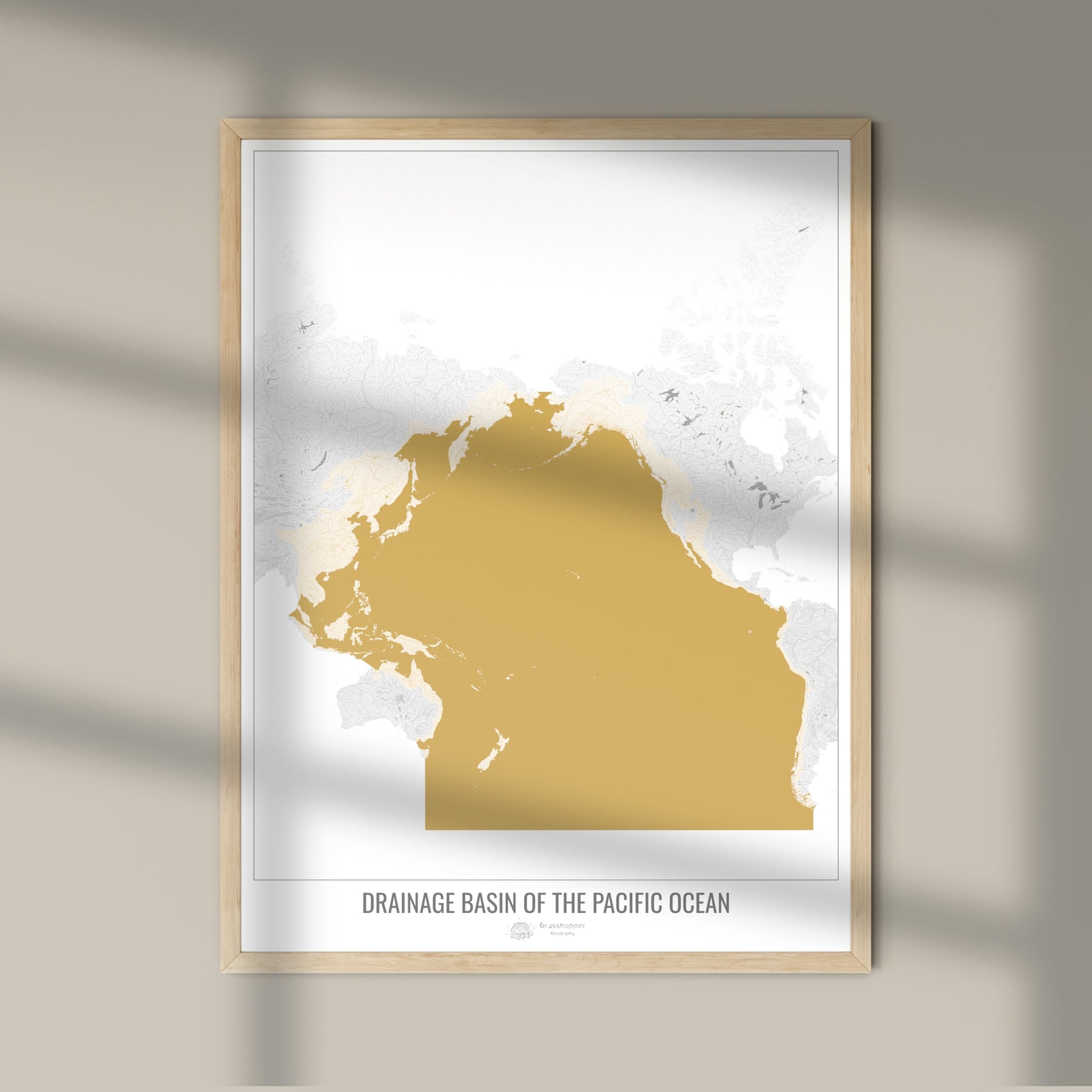 Pacific Ocean Drainage Basin Map White V2 Fine Art Print
