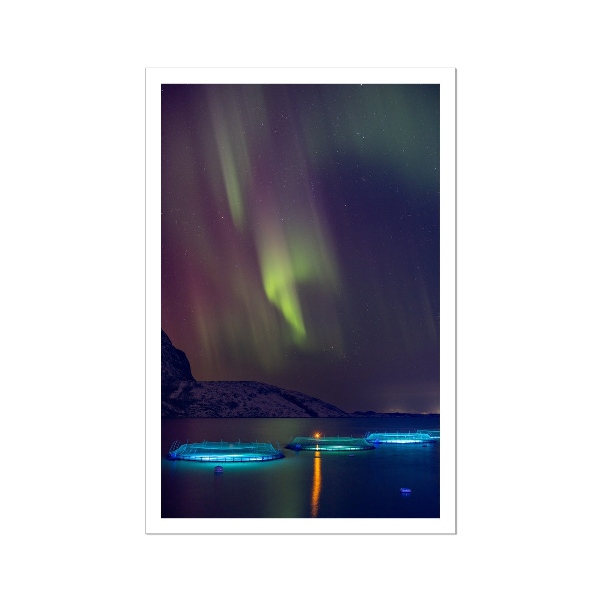 Fish pens with aurora III - Rolled Canvas – Grasshopper Geography