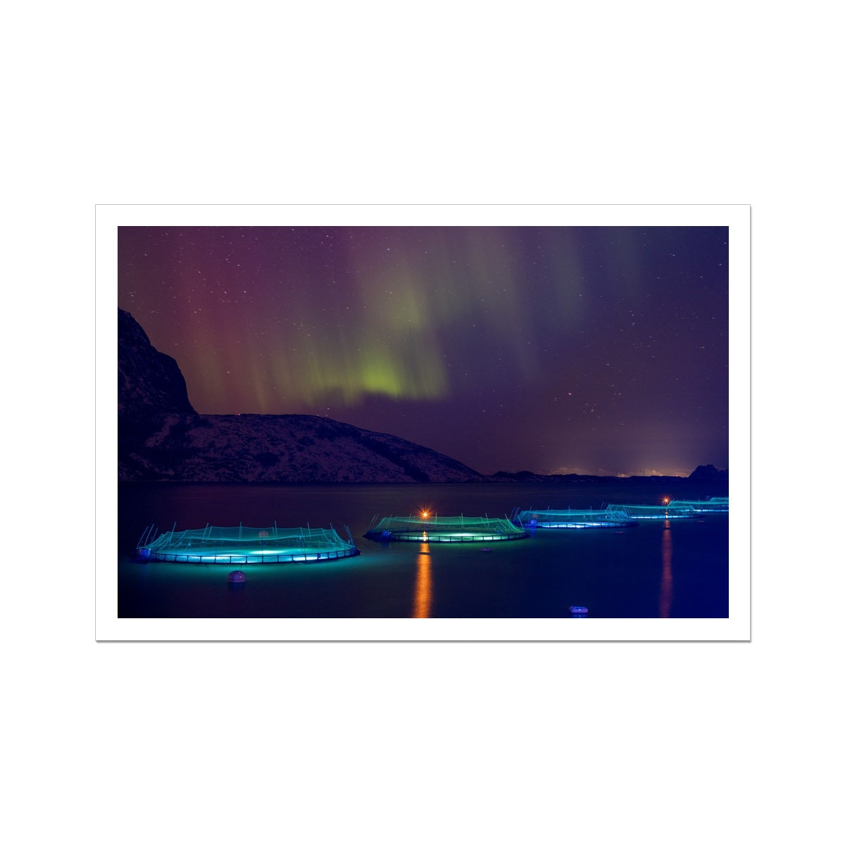 Fish pens with aurora V - Rolled Canvas – Grasshopper Geography