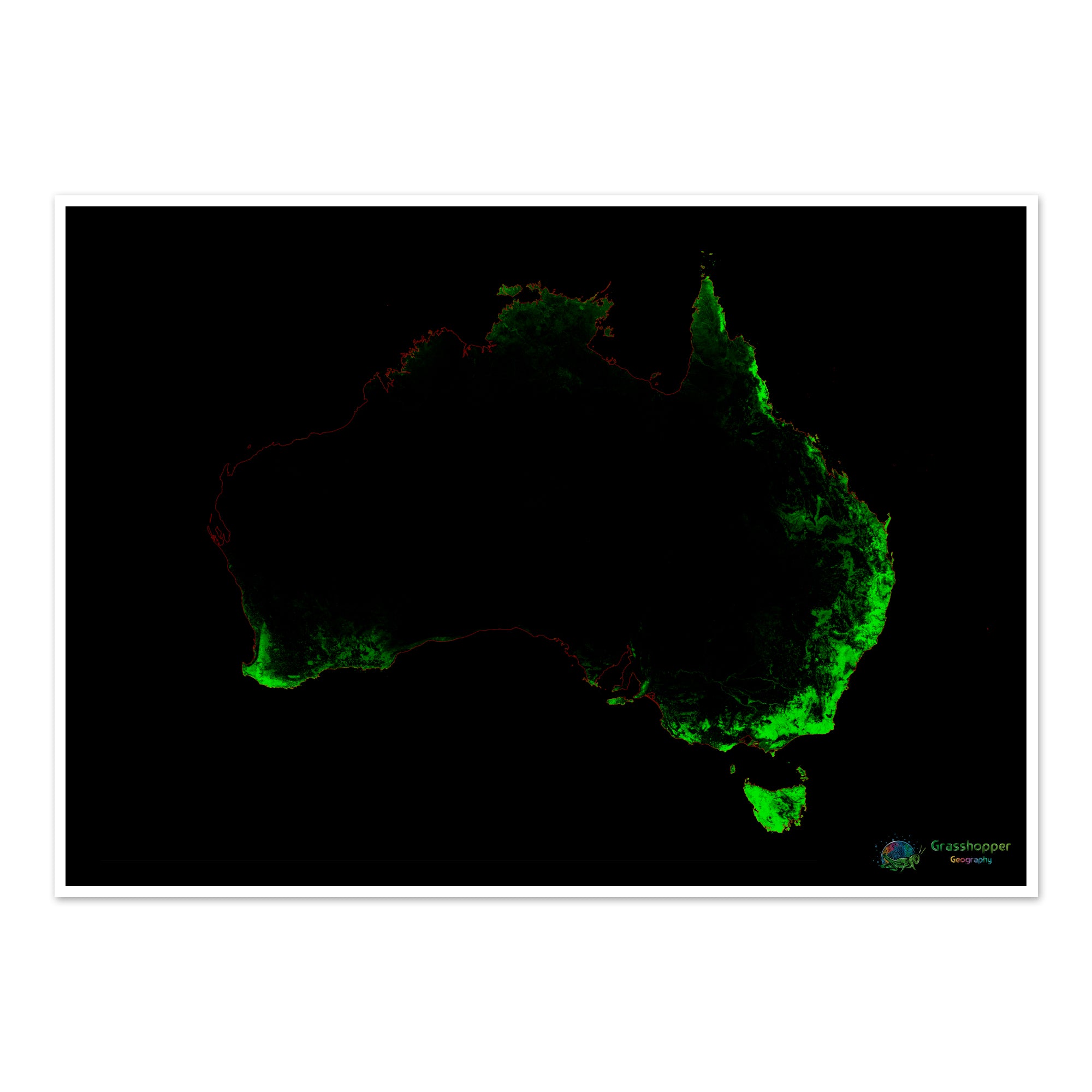 Australia - Forest cover map - Fine Art Print – Grasshopper Geography