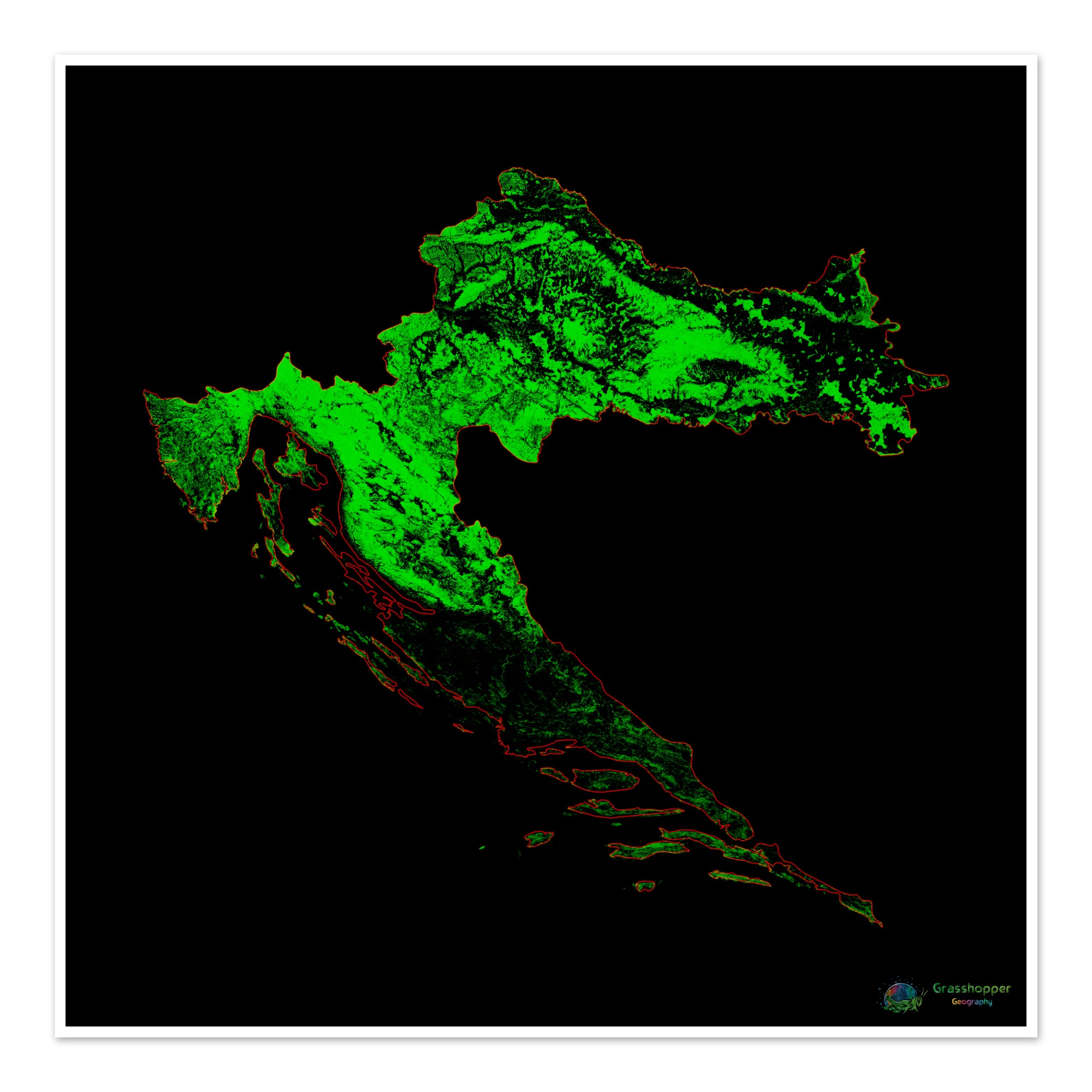Croatia - Forest cover map - Fine Art Print – Grasshopper Geography
