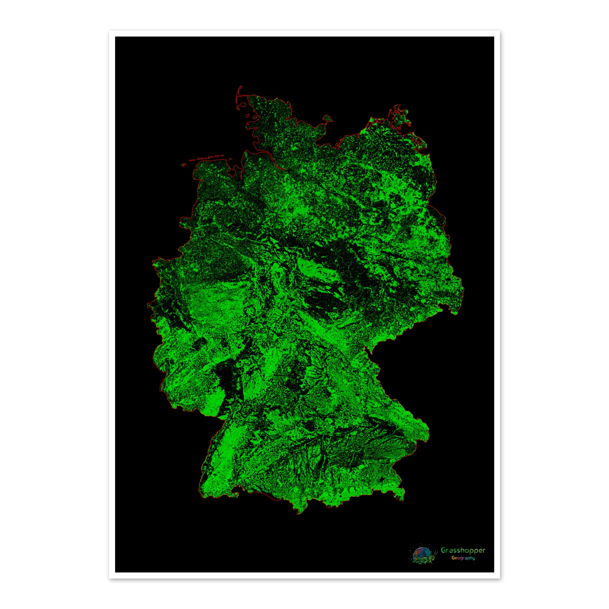 Germany - Forest cover map - Fine Art Print – Grasshopper Geography