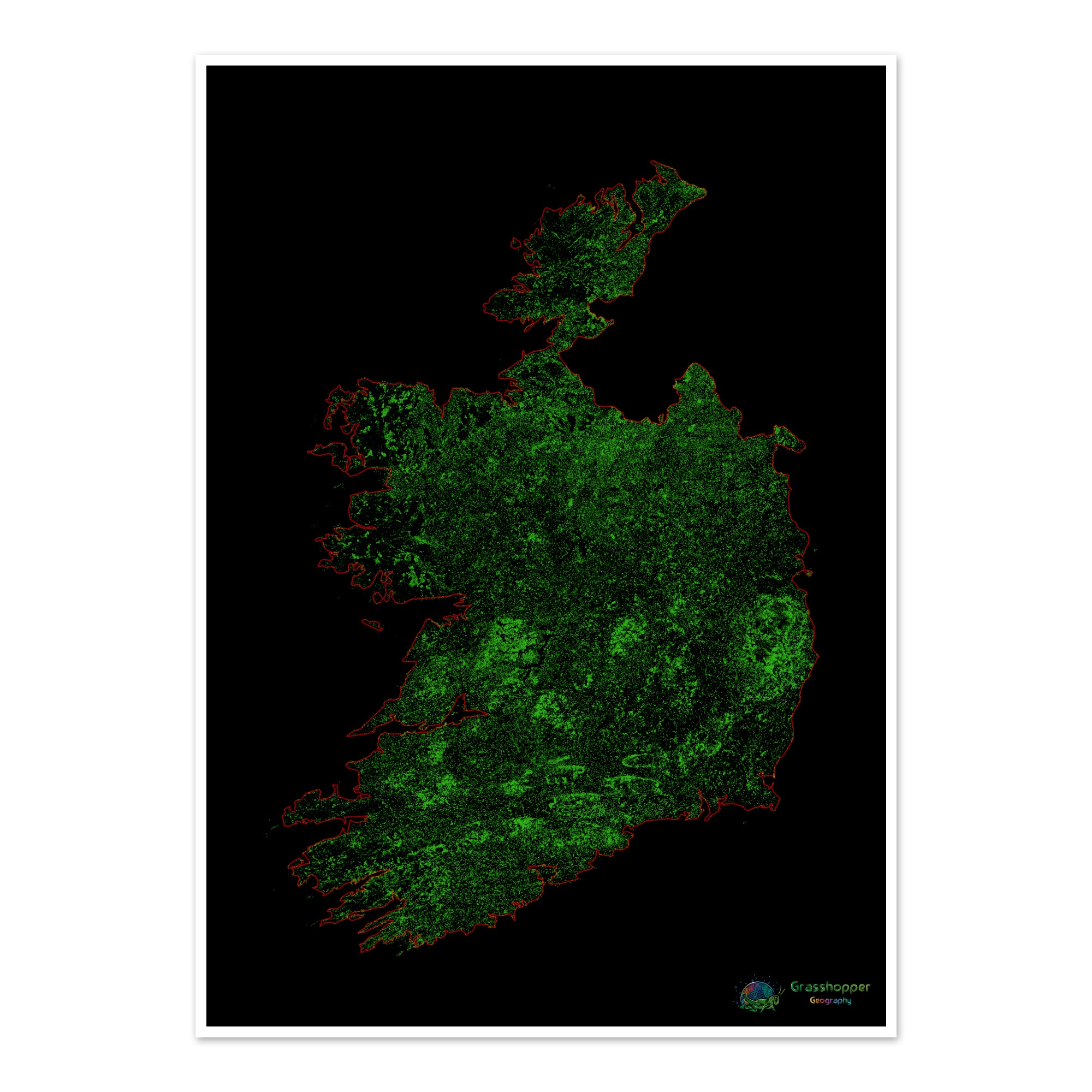 Ireland - Forest cover map - Fine Art Print – Grasshopper Geography