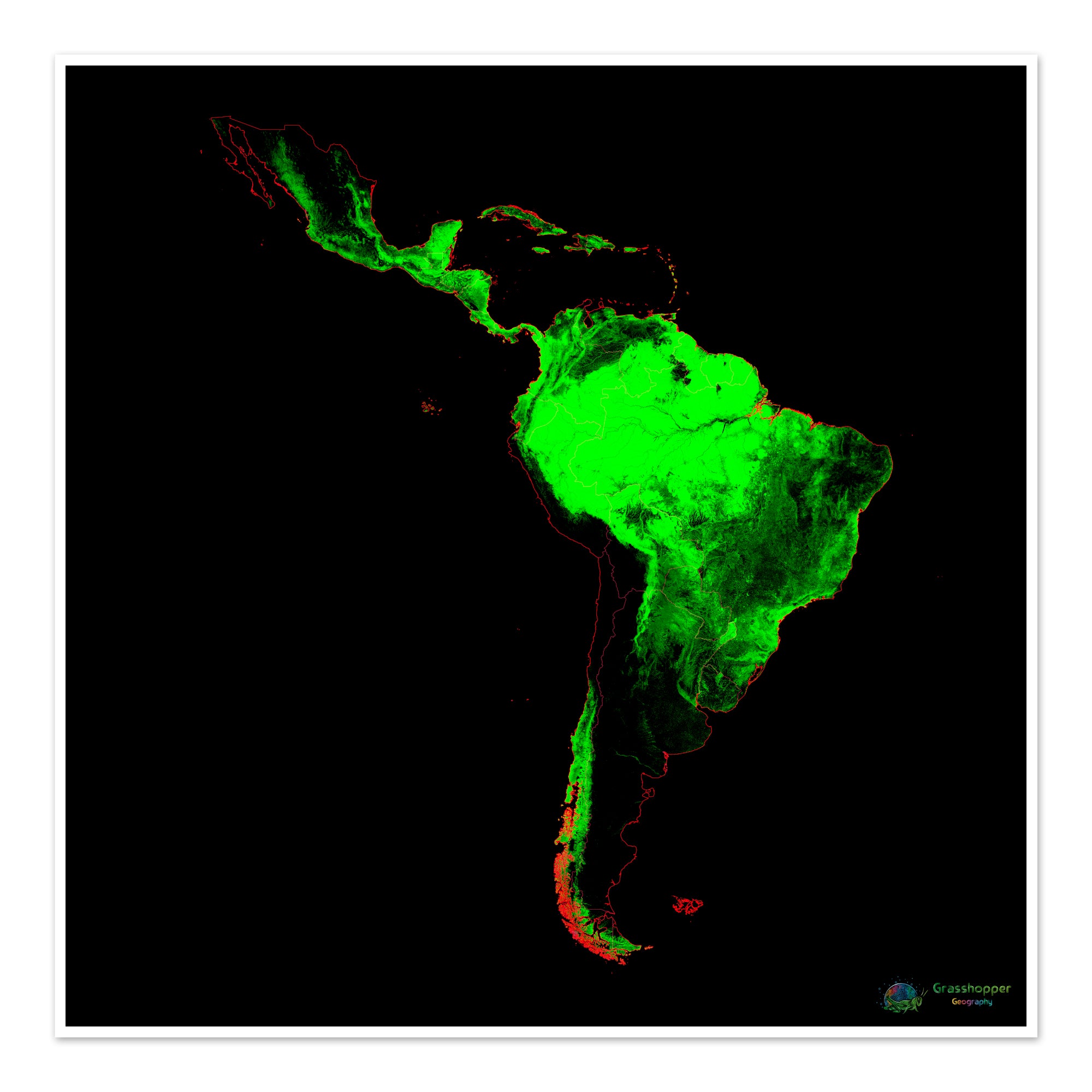 Latin America - Forest cover map - Fine Art Print – Grasshopper Geography