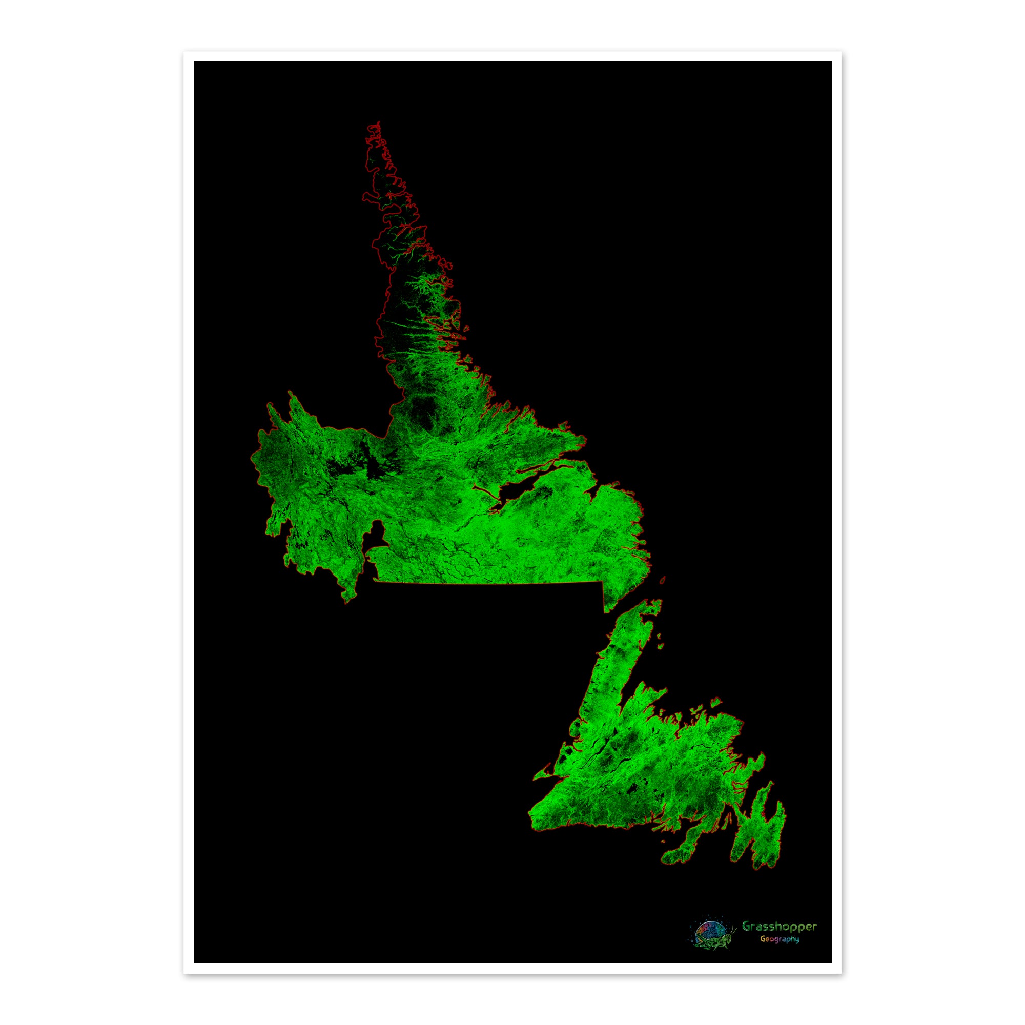 Newfoundland and Labrador - Forest cover map - Fine Art Print ...
