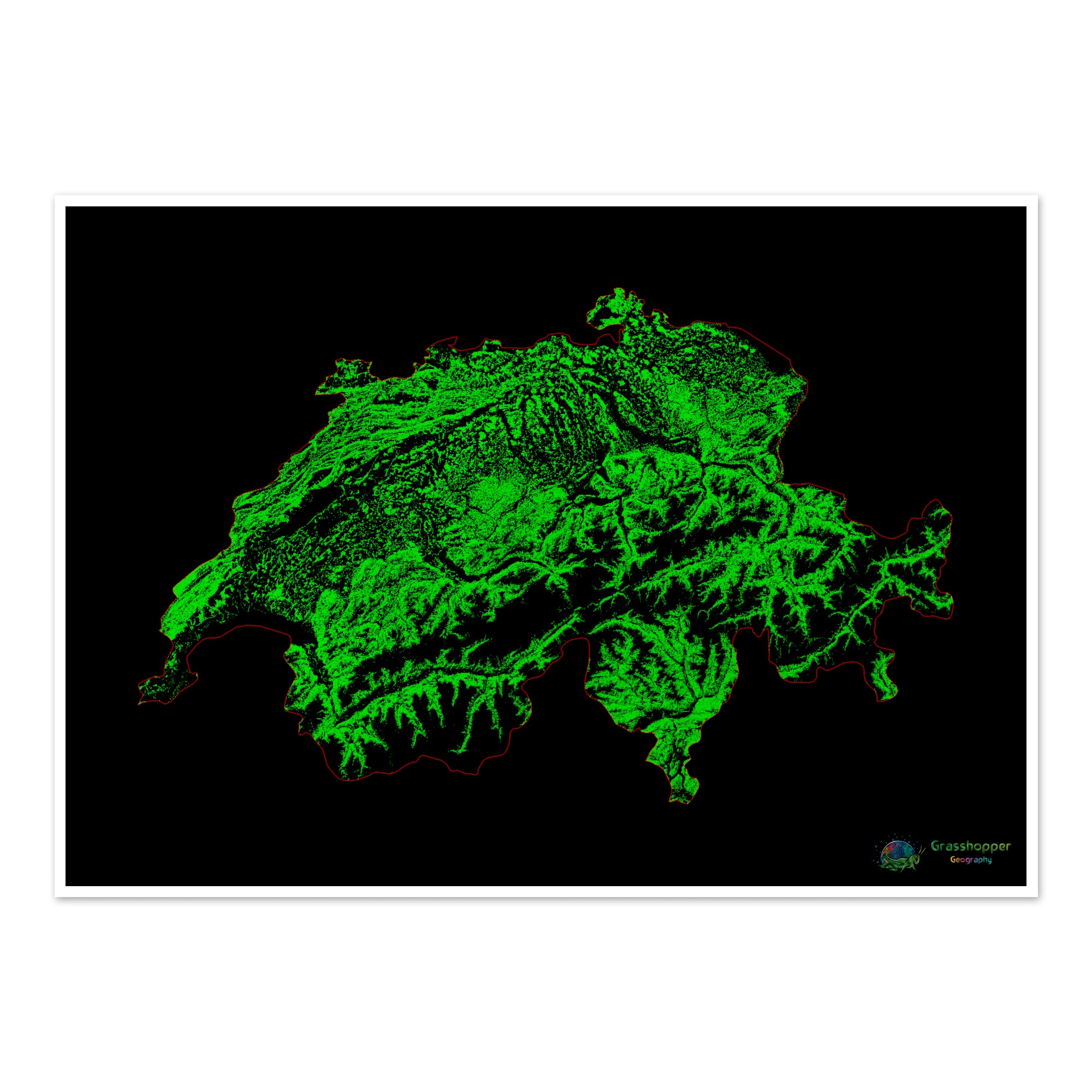 Switzerland - Forest cover map - Fine Art Print – Grasshopper Geography