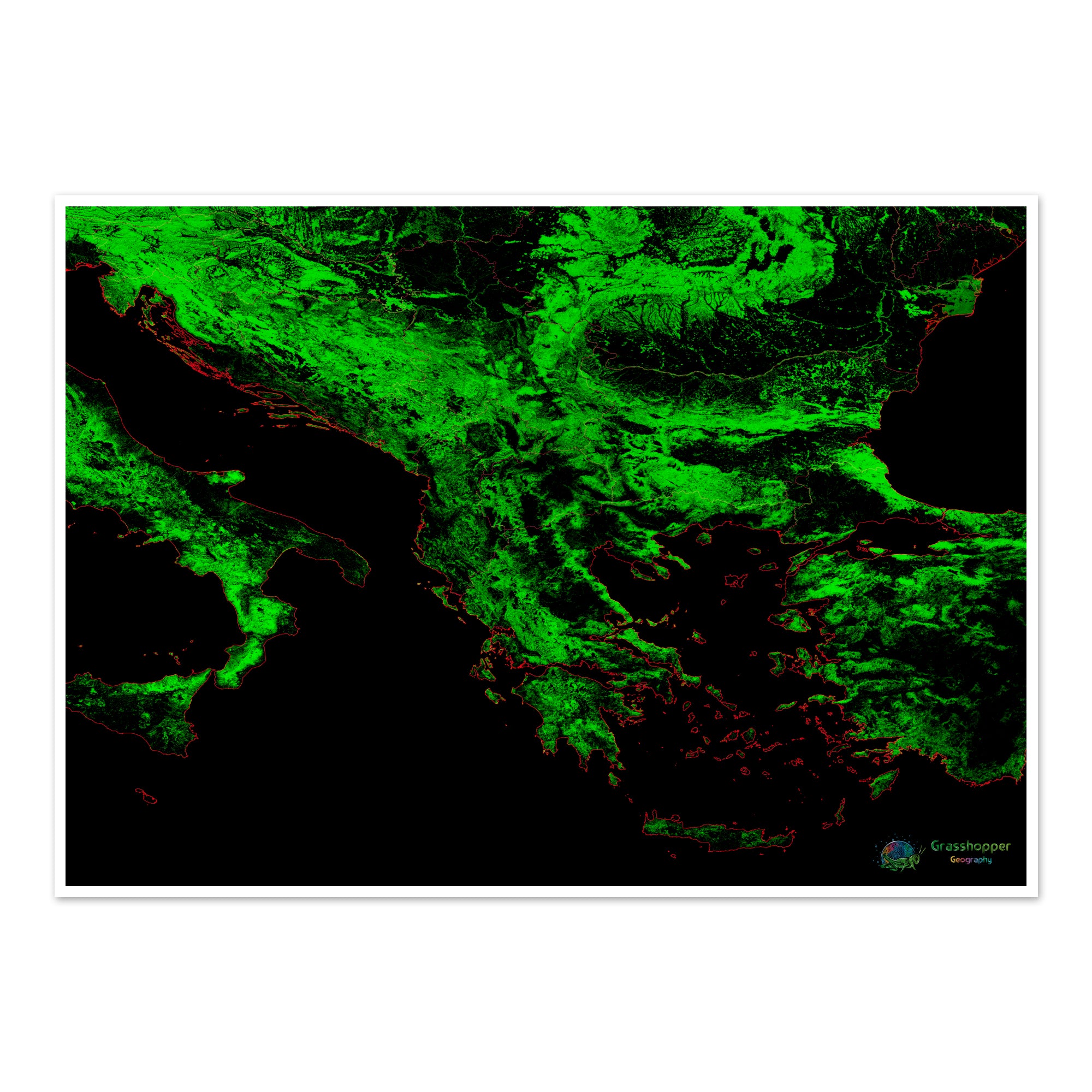 The Balkans - Forest cover map - Fine Art Print – Grasshopper Geography