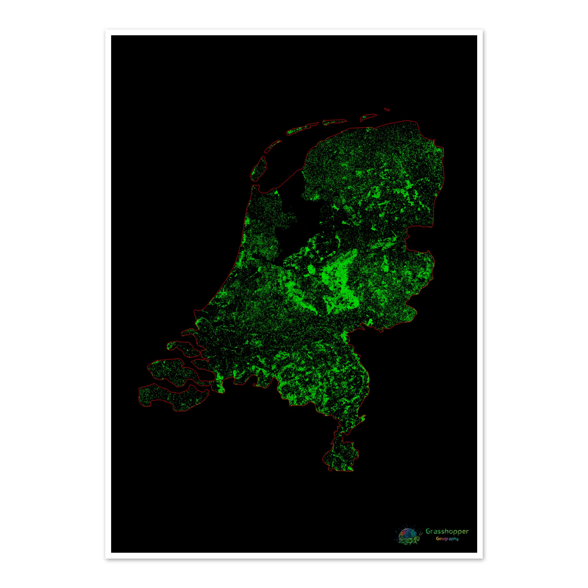The Netherlands - Forest cover map - Fine Art Print – Grasshopper Geography