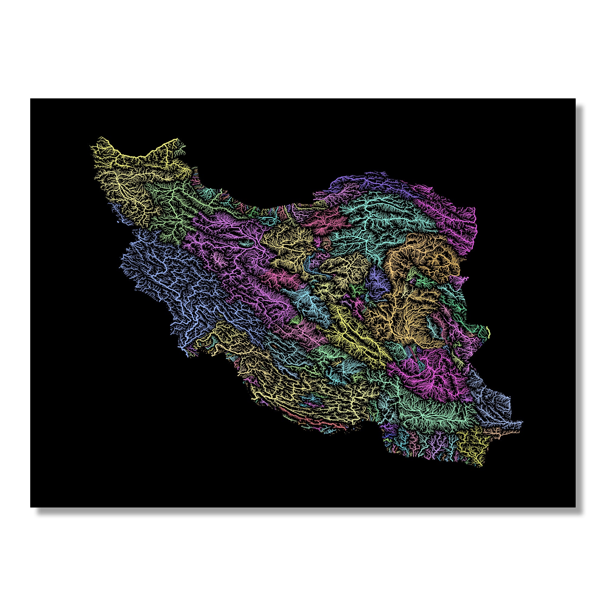 Iran Watershed Map Print - Premium Pastel Wall Art Gift – Grasshopper ...