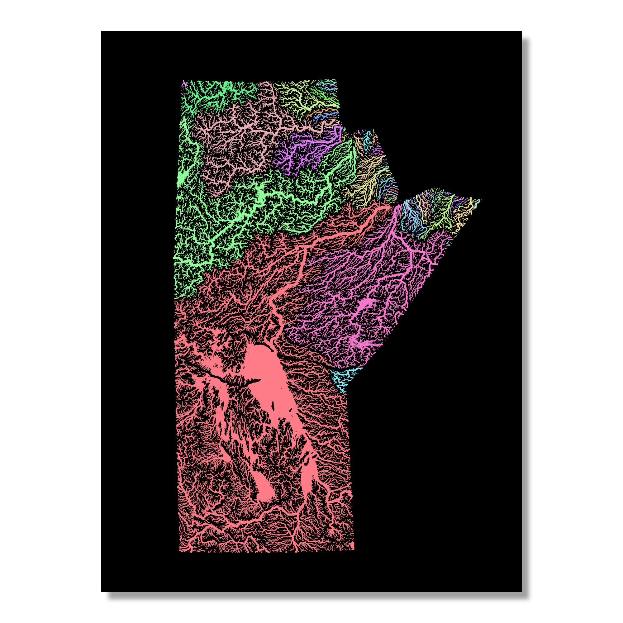Manitoba Watershed Map Print - Premium Pastel Wall Art Gift ...