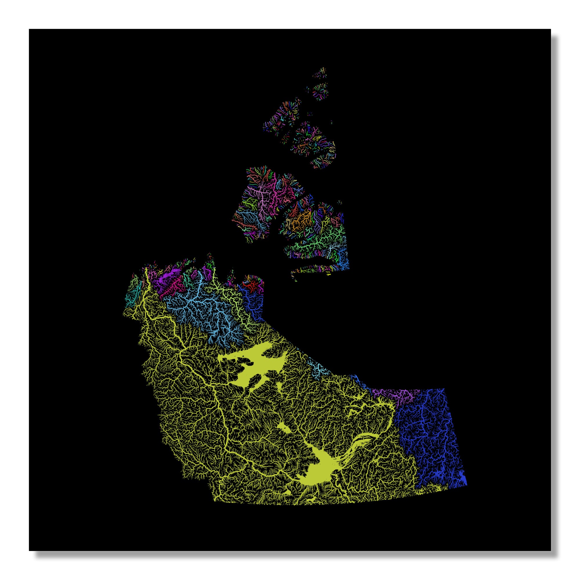 Northwest Territories Watershed Map Print - Modern Rainbow Wall Art ...