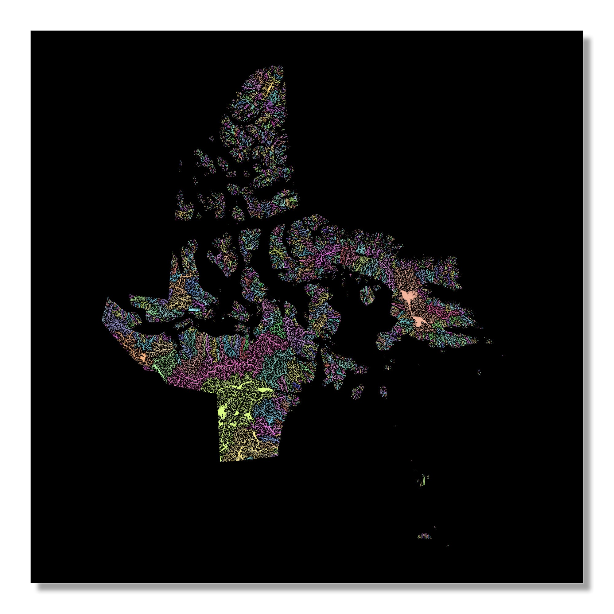 Nunavut - River basin map, pastel colours - Wall Art – Grasshopper ...