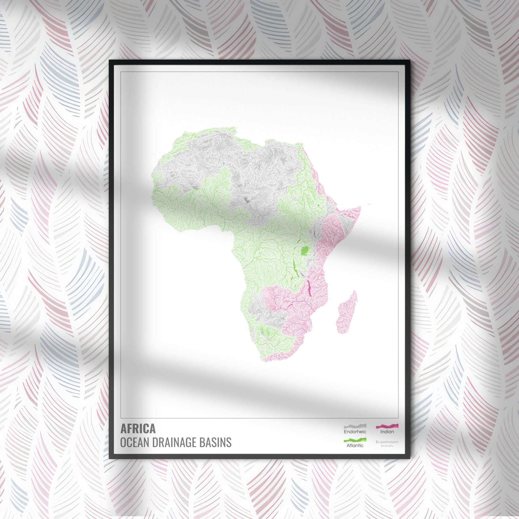 Africa Ocean Drainage Basin Map White With Legend V1 Fine Art Pri