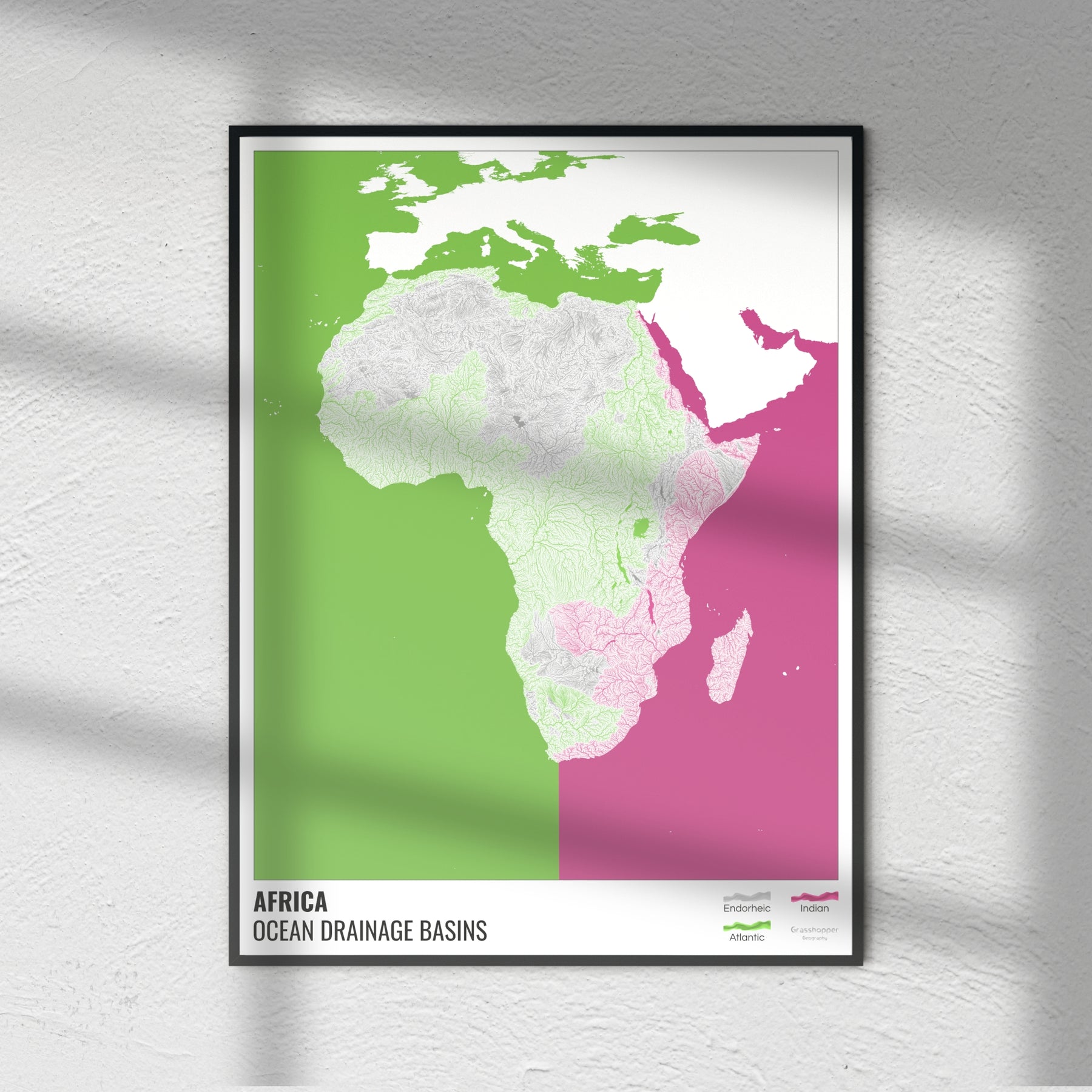 Africa Ocean Drainage Basin Map White With Legend V2 Fine Art Pri