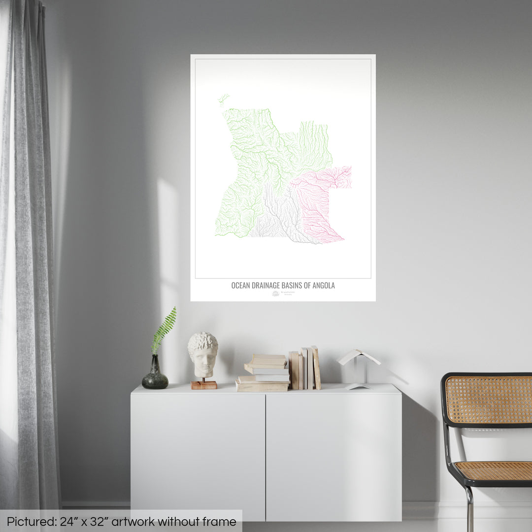 Angola Ocean Drainage Basin Map White V1 Fine Art Print