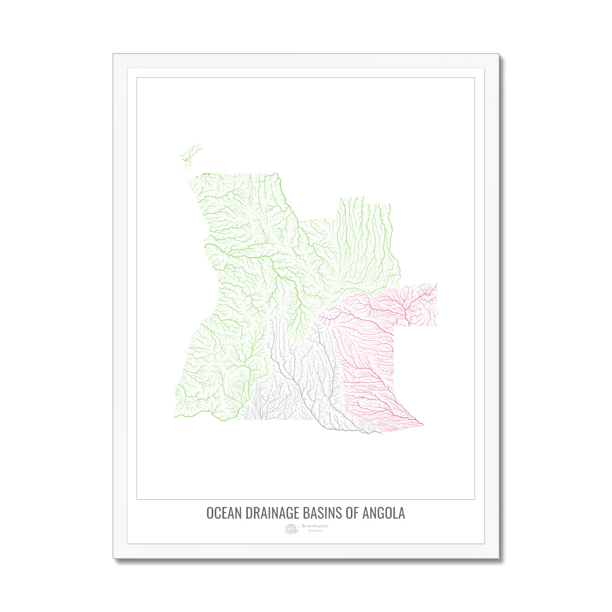 Angola Ocean Drainage Basin Map White V1 Framed Print