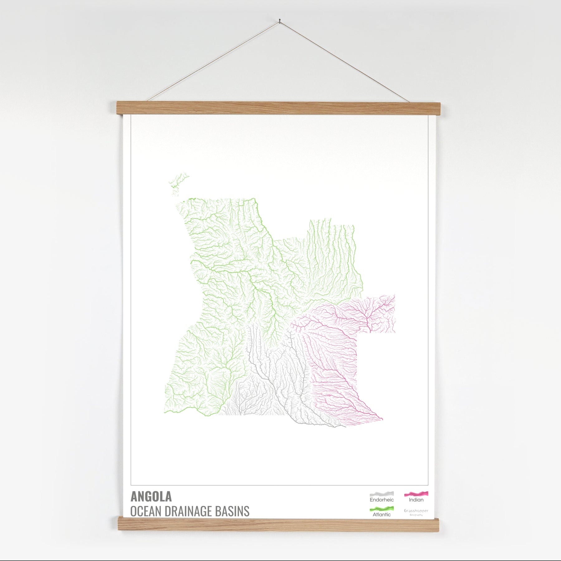 Angola Ocean Drainage Basin Map White With Legend V1 Fine Art Pri