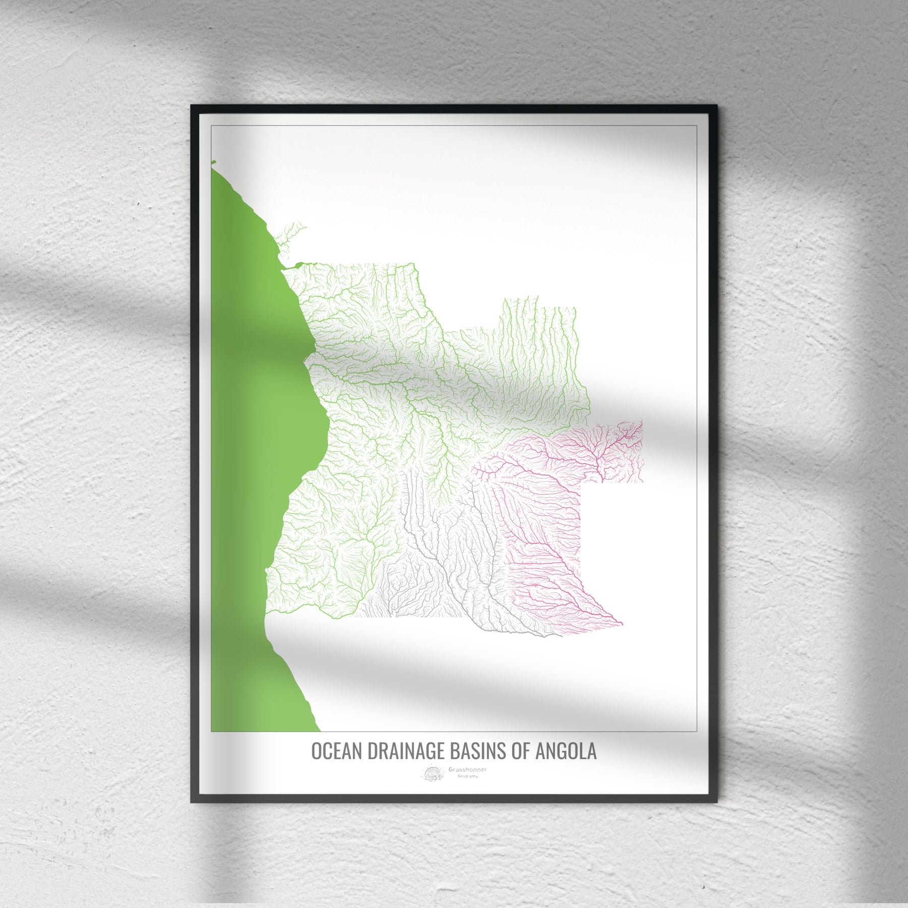 Angola - Ocean drainage basin map, white v2 - Fine Art Print ...