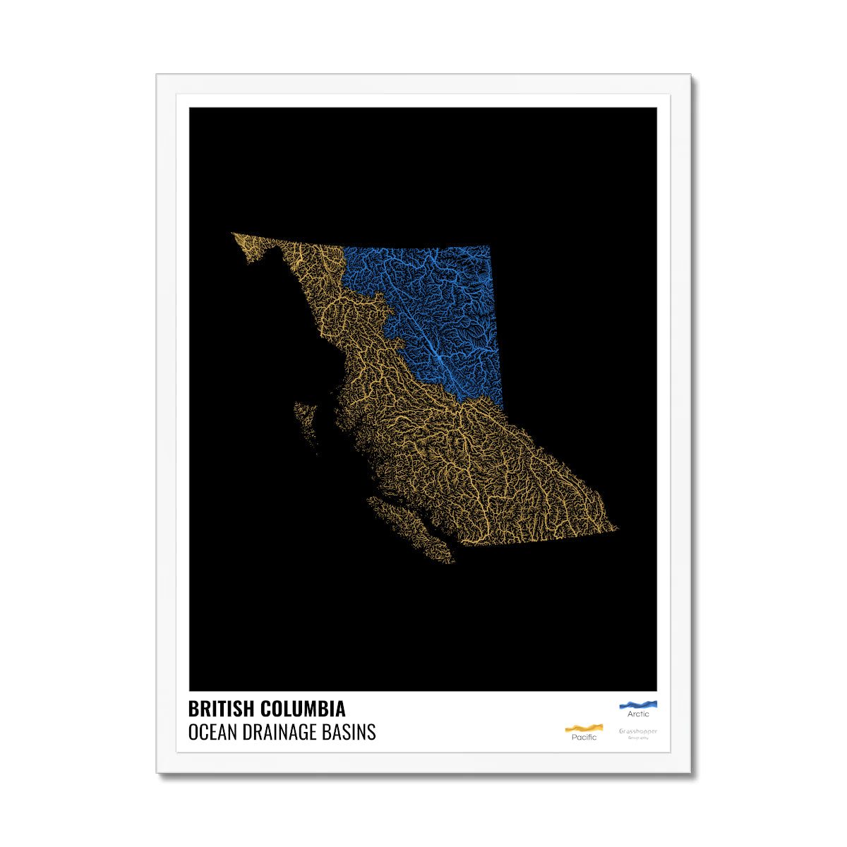 British Columbia - Ocean drainage basin map, black with legend v1 - Fr ...