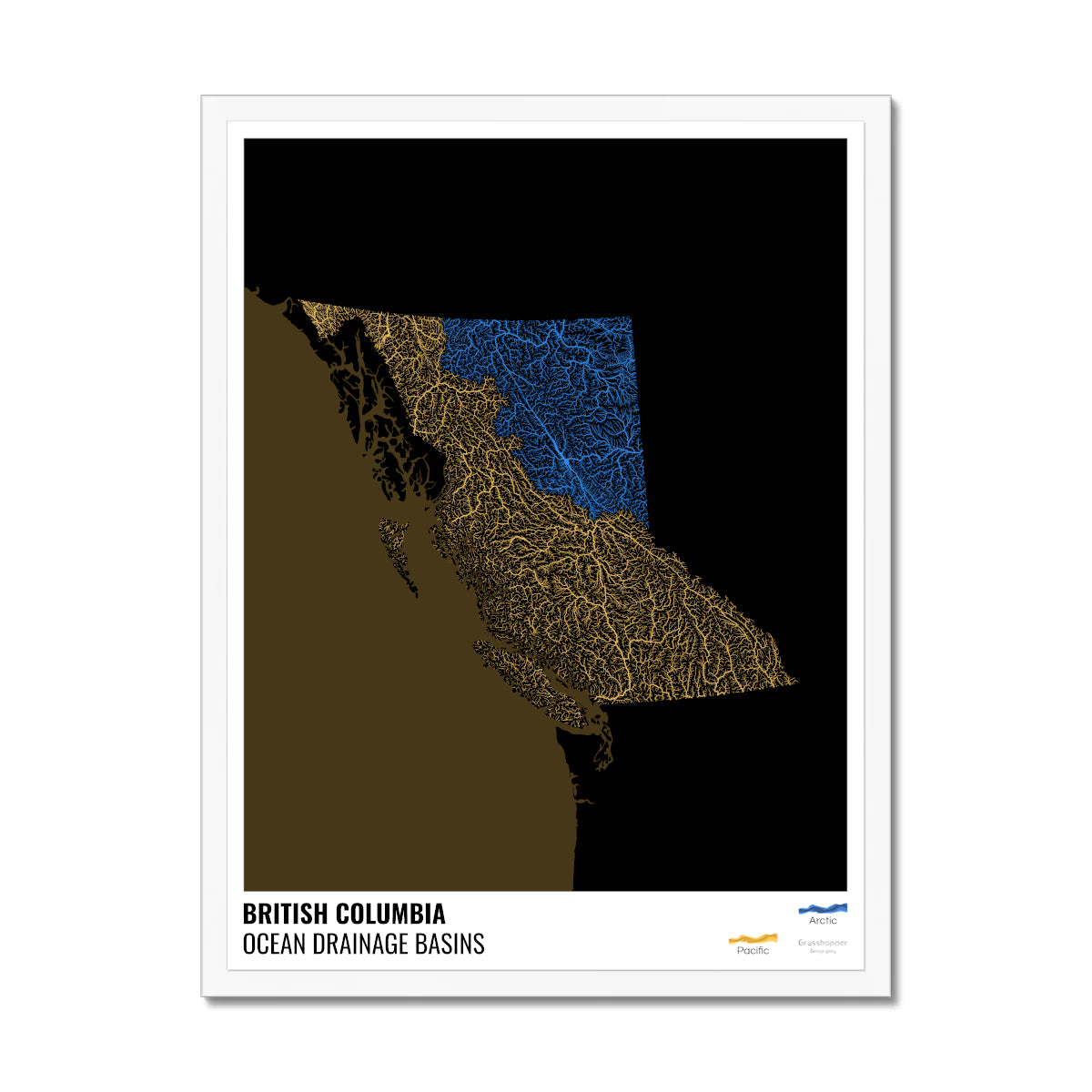 British Columbia - Ocean drainage basin map, black with legend v2 - Fr ...