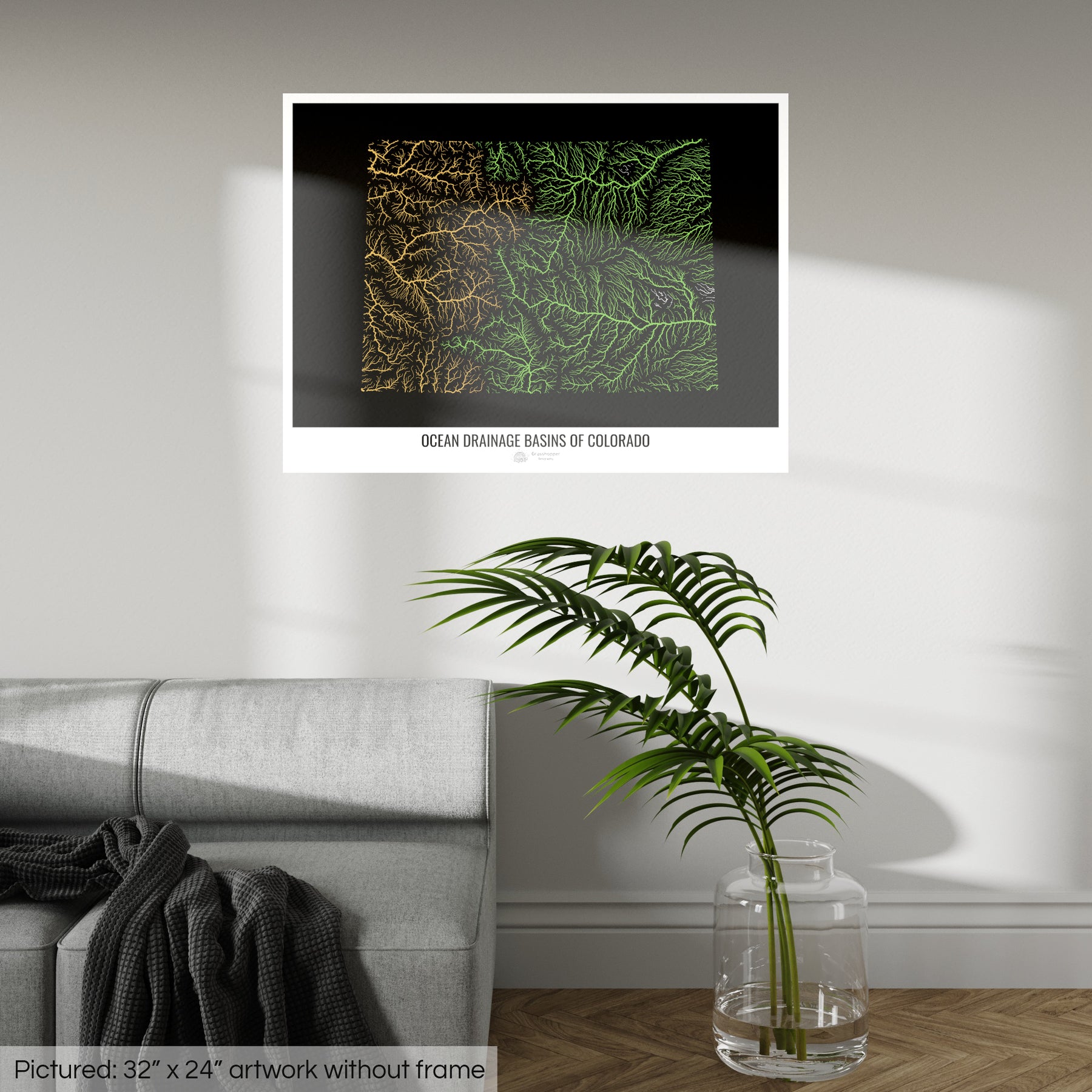 Colorado Ocean Drainage Basin Map Black V1 Fine Art Print
