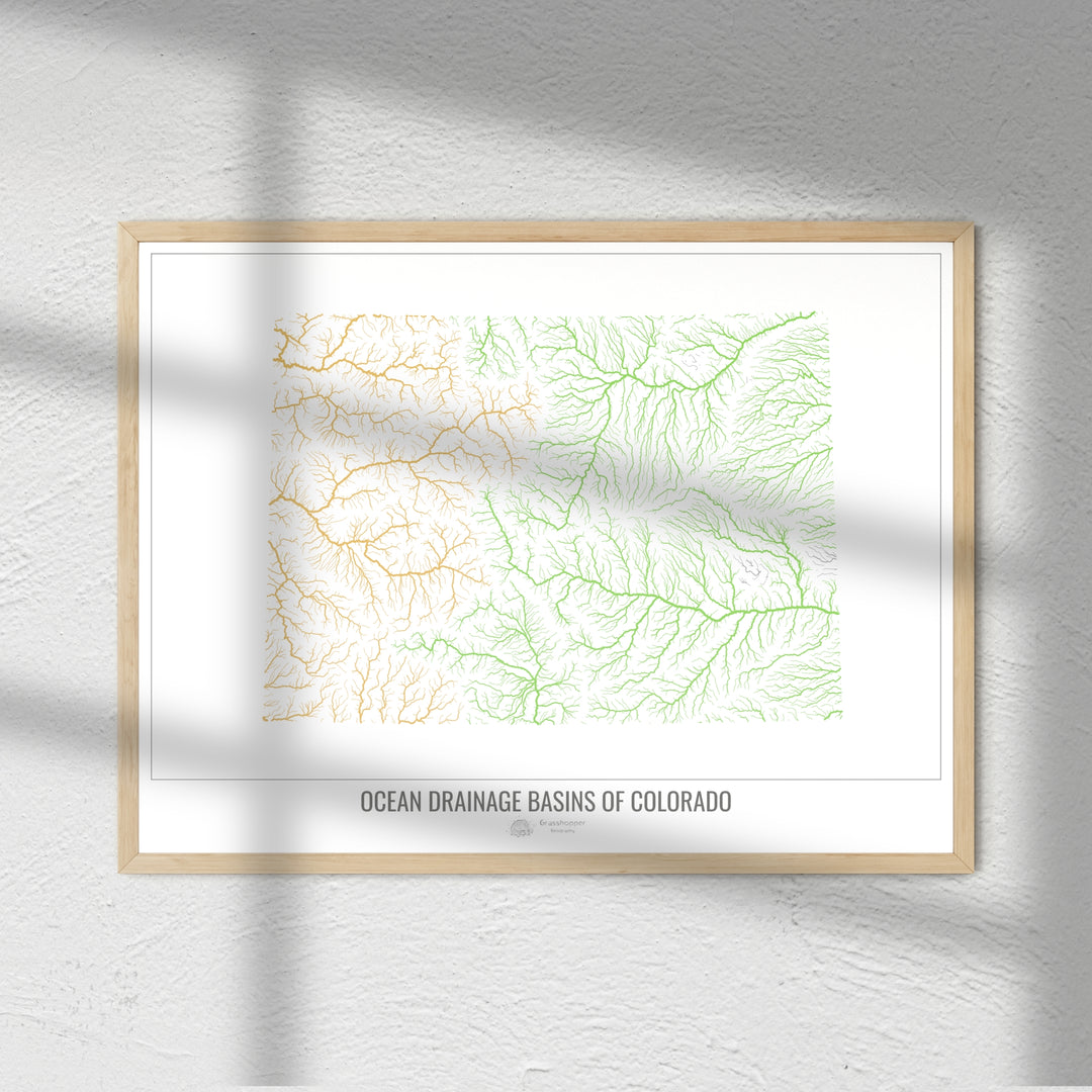 Colorado Ocean Drainage Basin Map White V1 Photo Art Print