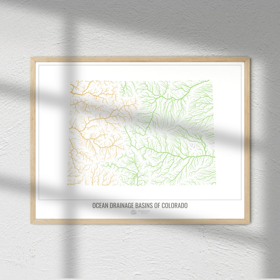 Colorado Ocean Drainage Basin Map White V1 Photo Art Print
